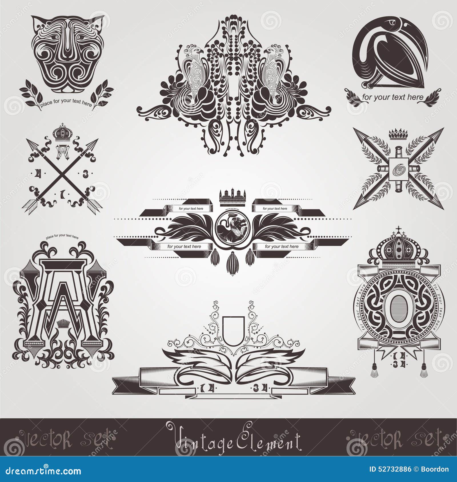 Vintage Style Engraving Element Stock Vector - Illustration of elegance ...