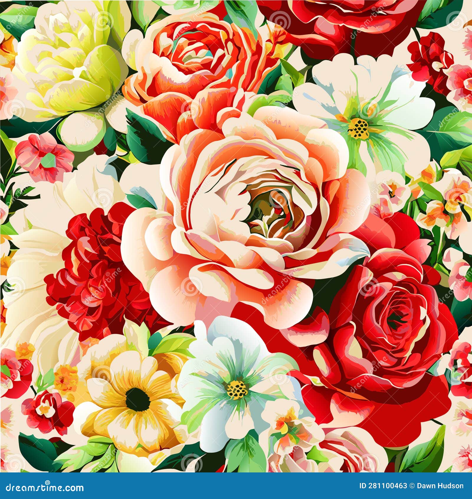 Vintage Style Floral Rose Flower Pattern Stock Vector - Illustration of ...