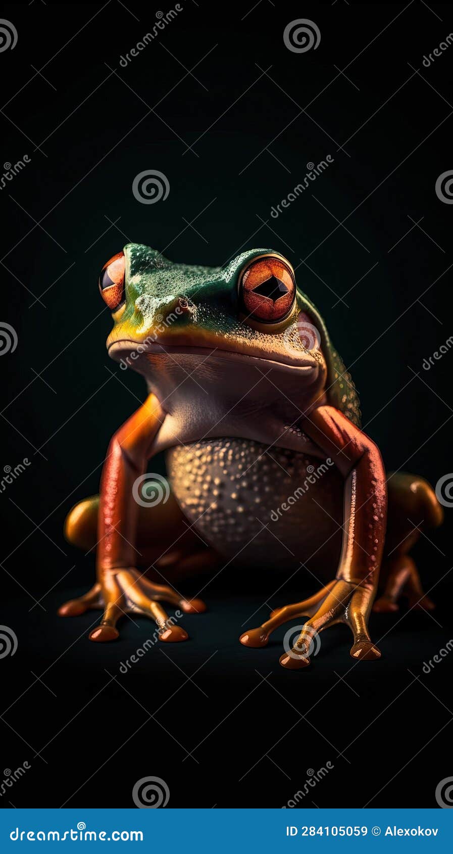 Vintage Style Frog on Dark Background. Stock Illustration ...