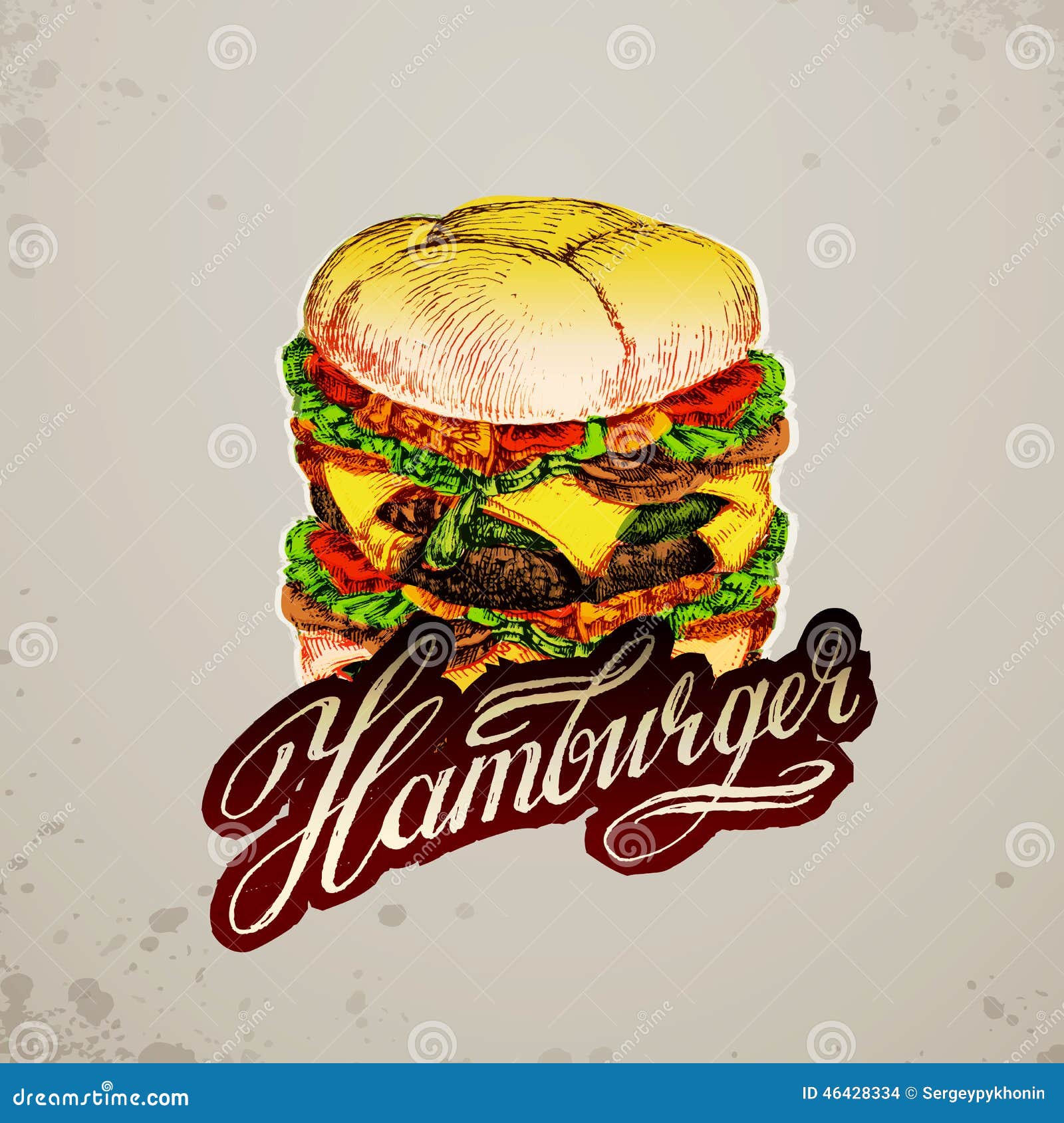 Vintage Style Hamburger Sign Background Stock Vector - Illustration of ...