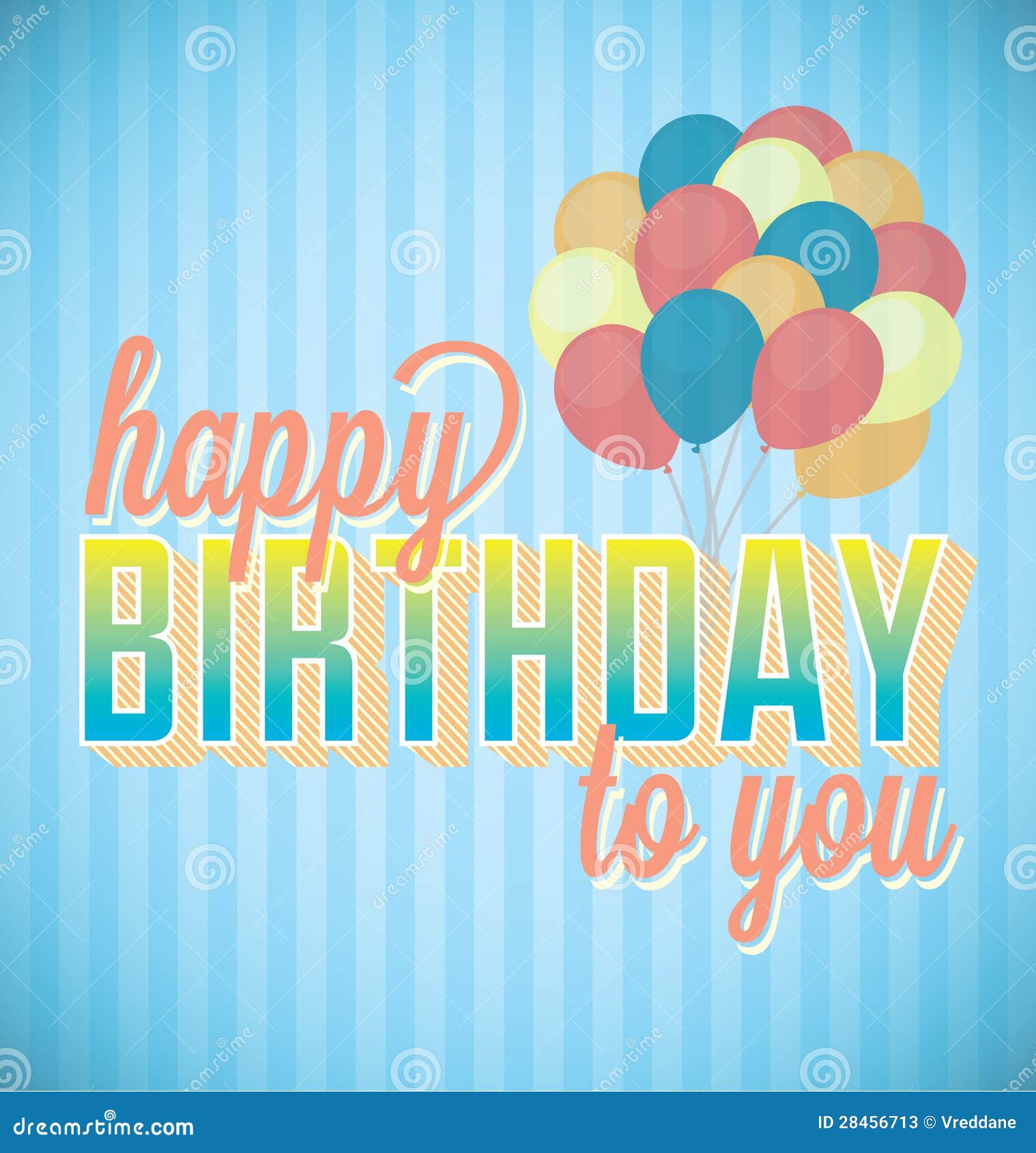 Vintage Style Happy Birthday Card Stock Vector - Illustration of ...