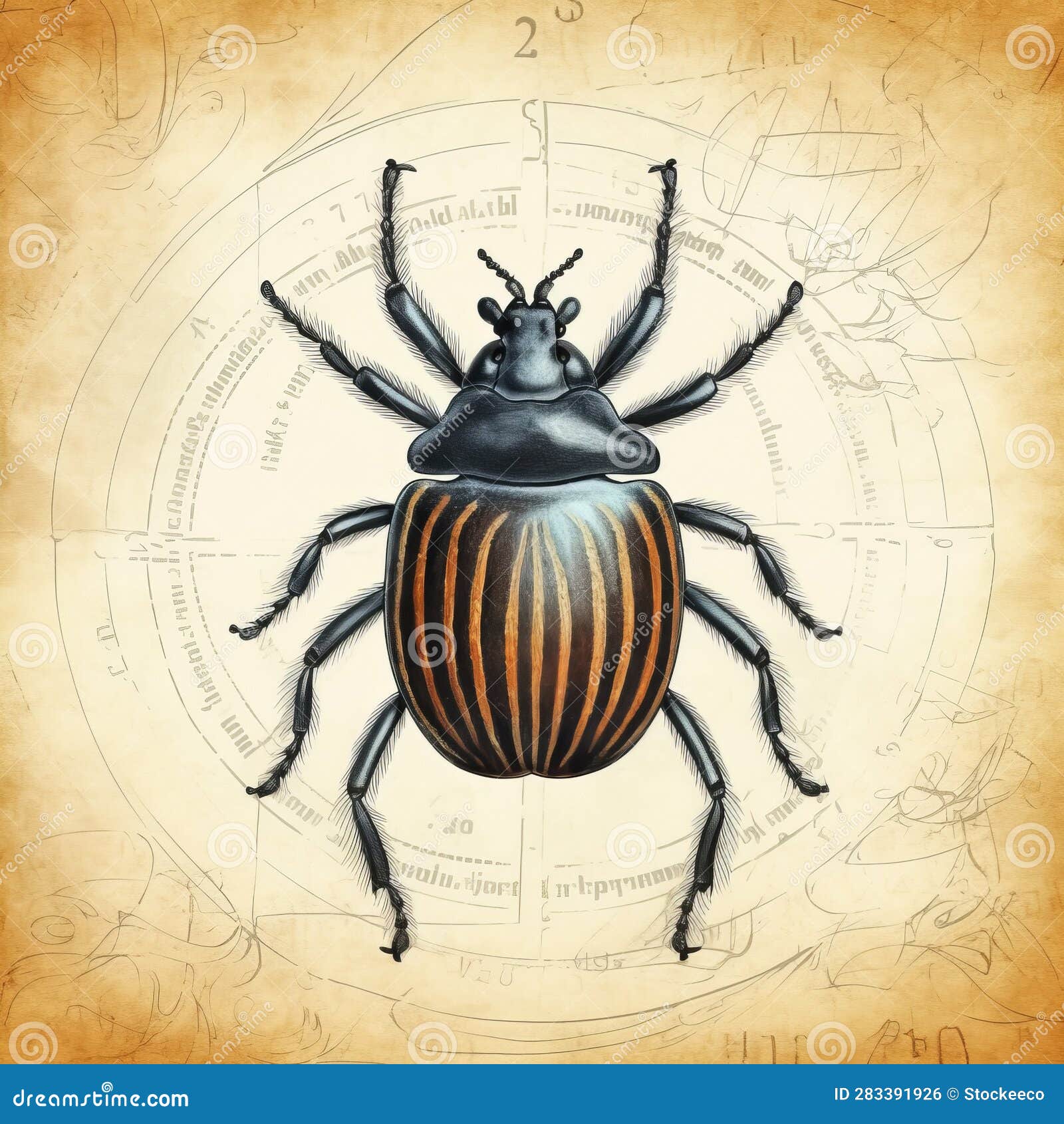 Vintage-style Illustration of a Tick on a White Background Stock ...