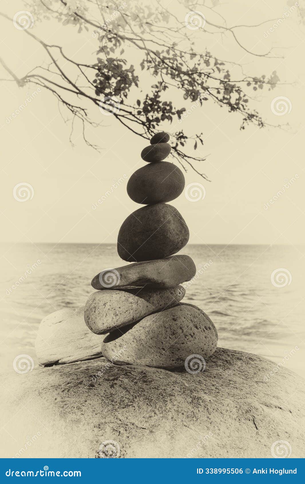 Vintage Style Image of Stack of Round Stones in Perfect Harmony Stock ...