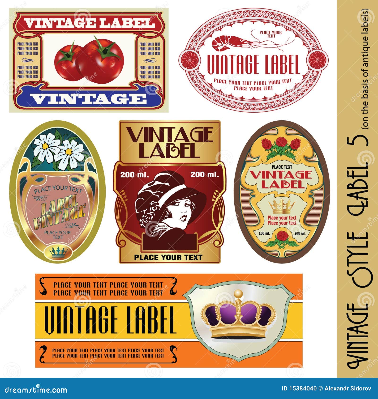 Vintage style label stock vector. Illustration of floral - 15384040