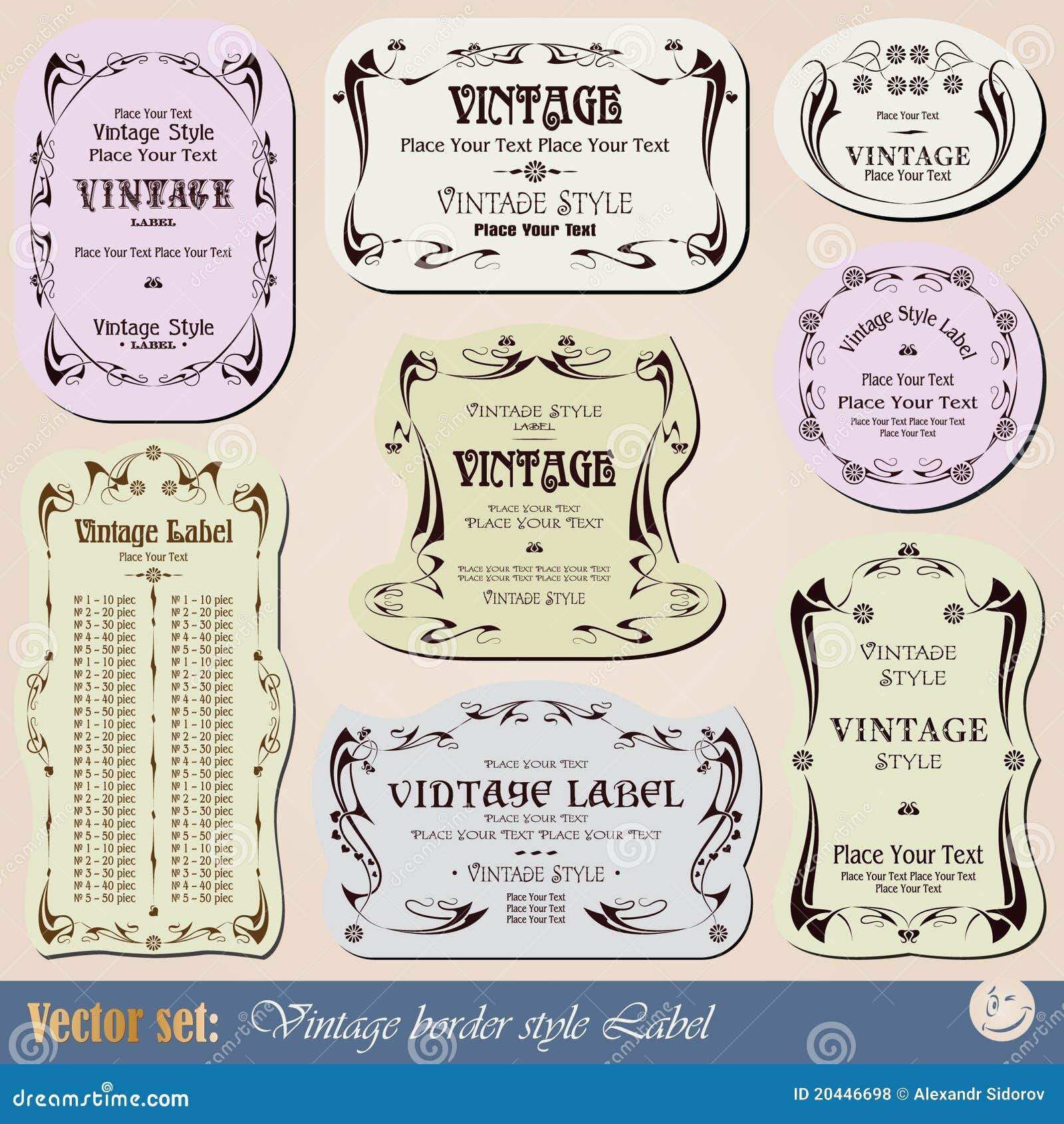 Vintage style labels stock vector. Illustration of ornamental - 20446698