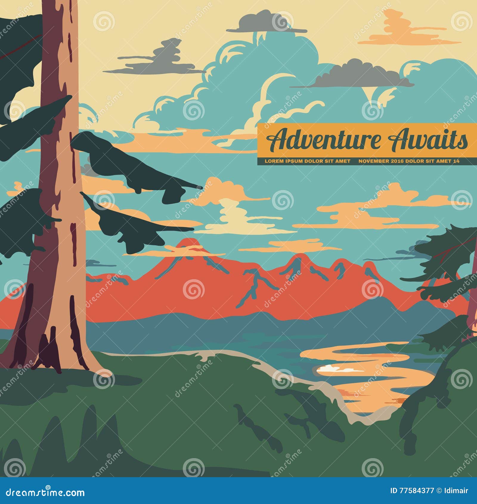 Vintage Style Landscape Background Vector Stock Vector - Illustration ...