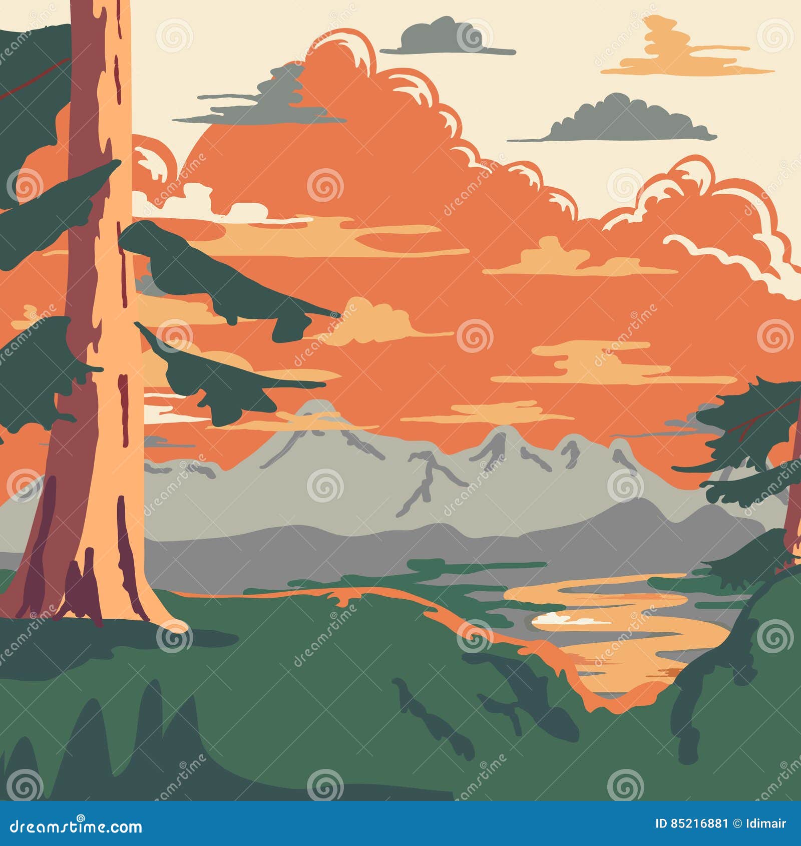 Vintage Style Landscape Background Vector Stock Vector - Illustration ...