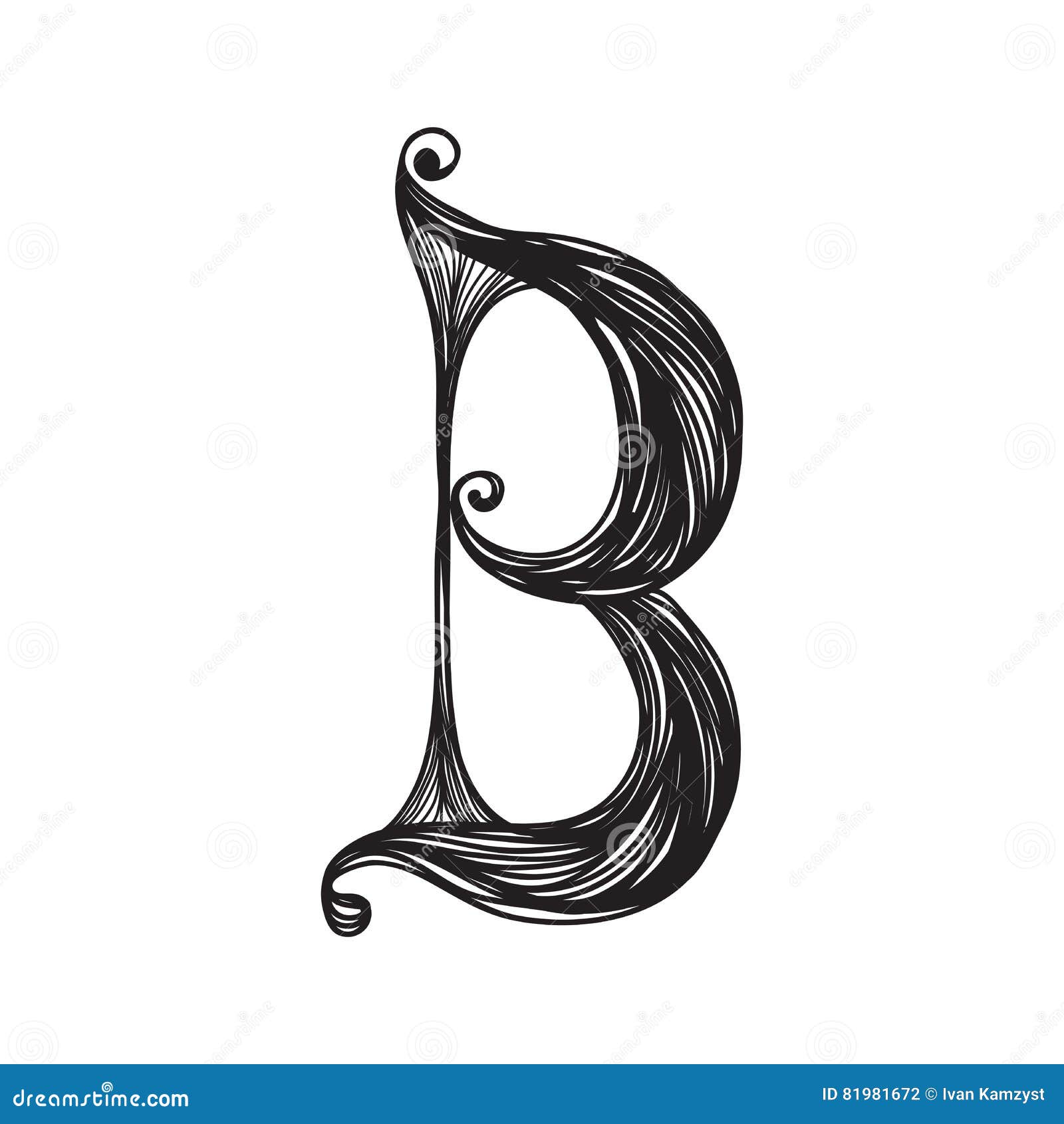The vintage style letter B stock vector. Illustration of flower - 81981672