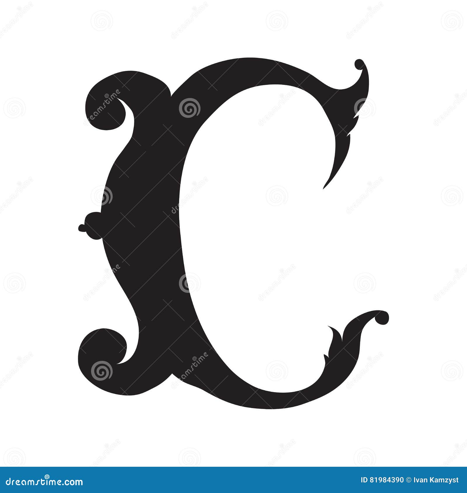 The vintage style letter C stock vector. Illustration of filigree ...