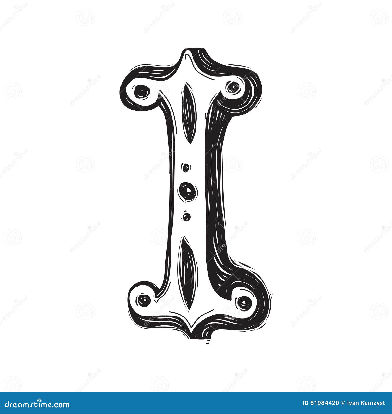 The vintage style letter I stock vector. Illustration of classic - 81984420