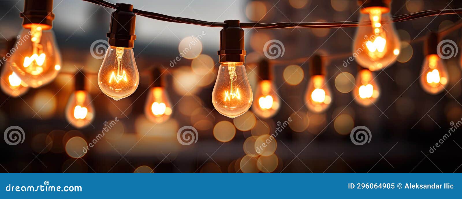 Vintage Style Light Bulbs Hanging Outdoors. Decorative Lights ...
