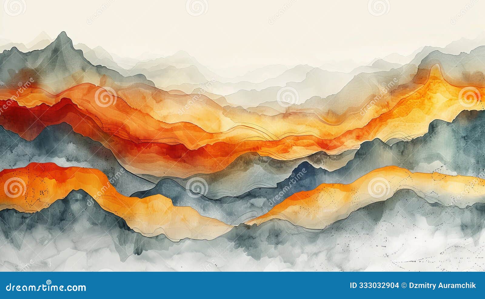 This Vintage Style Line Pattern Has a Hand-drawn Wave with Watercolor ...