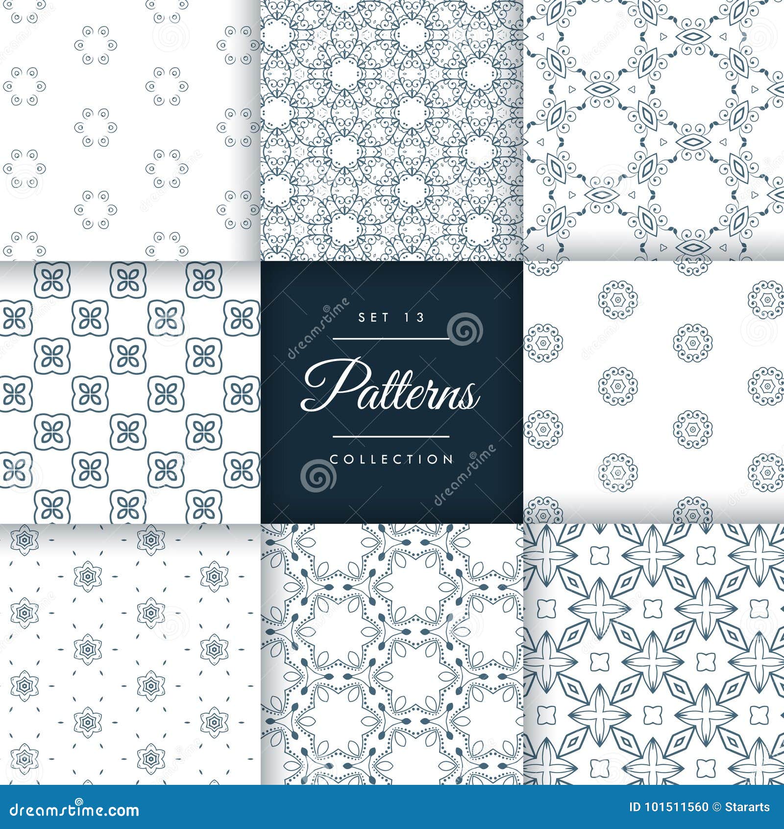 Vintage Style Line Pattern Vector Design Set Stock Vector ...