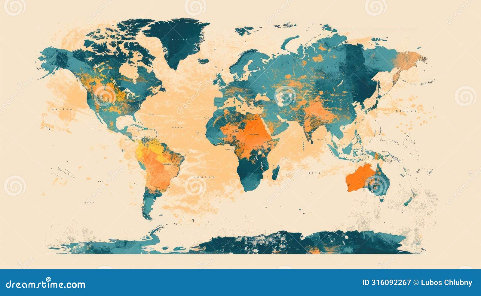 Vintage Style Map of the World with Texture Stock Illustration ...