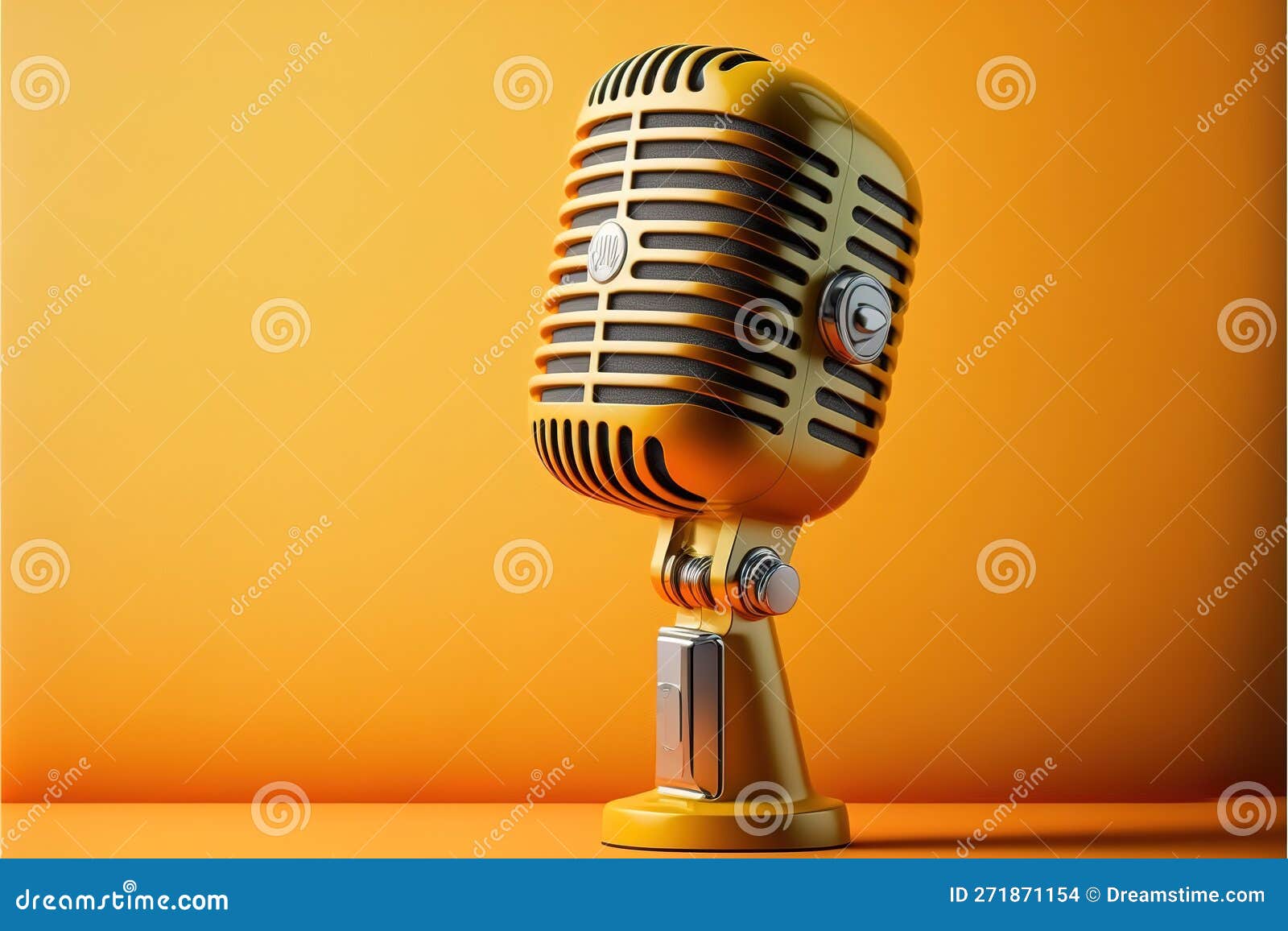 Vintage Style Microphone Against a Plain Bright Yellow Background ...