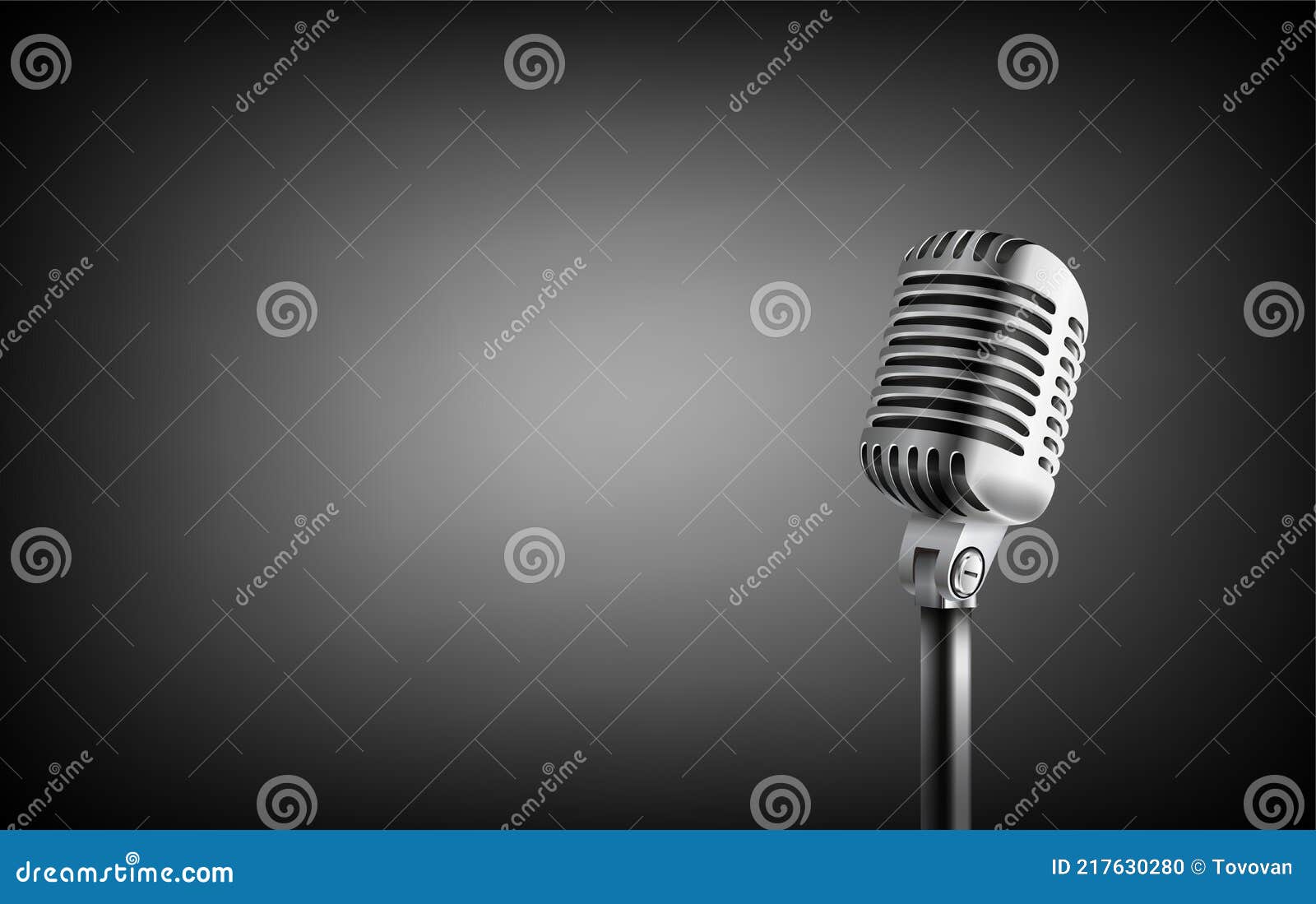 Vintage Style Microphone in Studio. Banner Stock Vector - Illustration ...