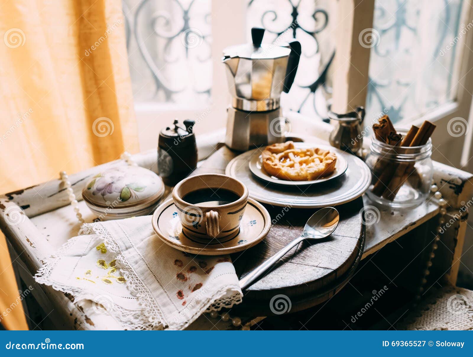 Vintage Style Morning Coffee with Biscuits Stock Image - Image of ...