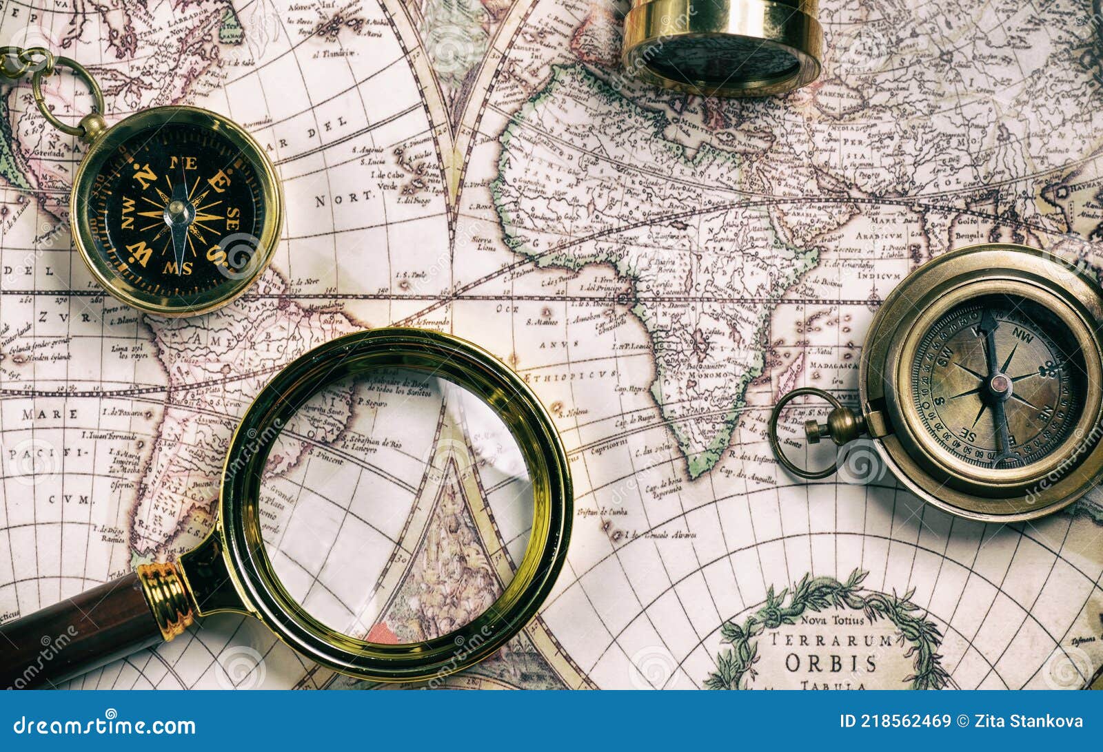 Old Map And Navigational Objects. Stock Photo | CartoonDealer.com #20120850