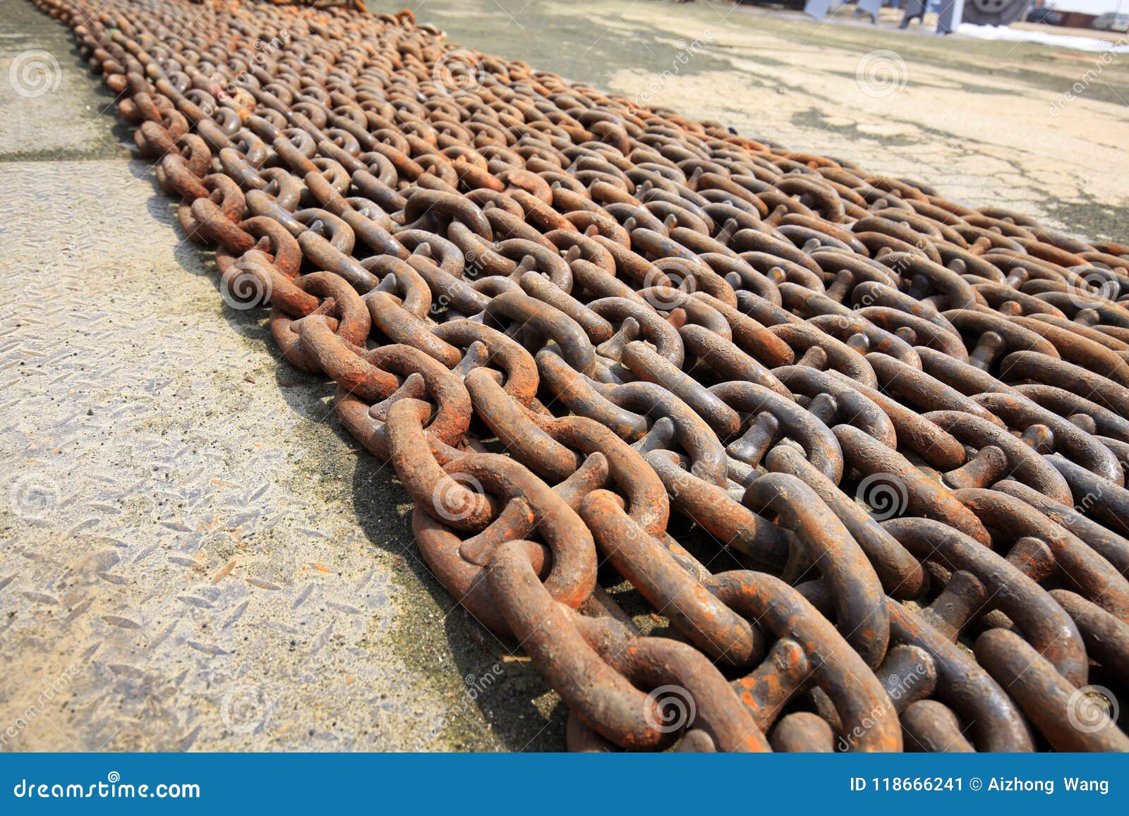 Old rusty steel chain stock image. Image of power, aged - 118666241
