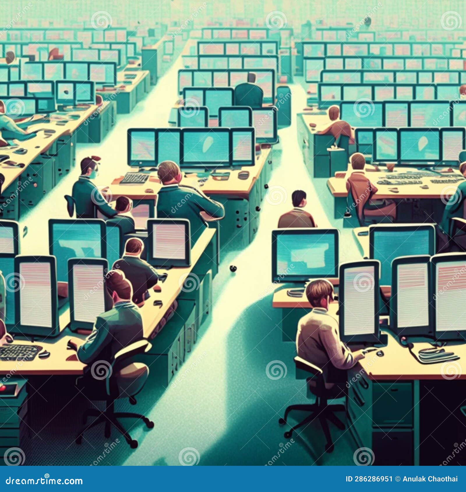 Vintage Style Panoramic View of a Large Group of People Sitting in ...