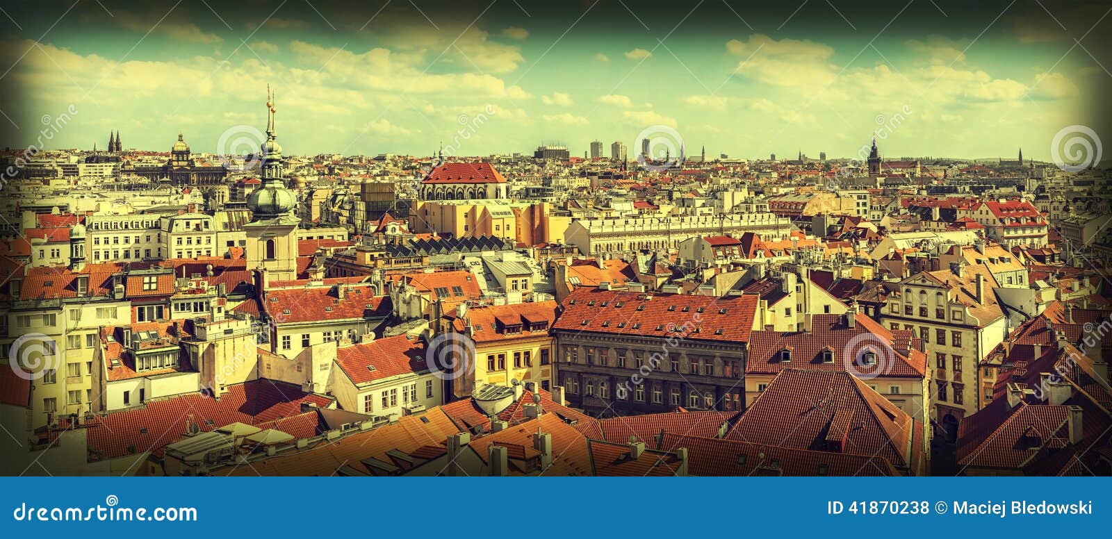 Vintage Style Panoramic View of Prague, Czech Republic Stock Photo ...