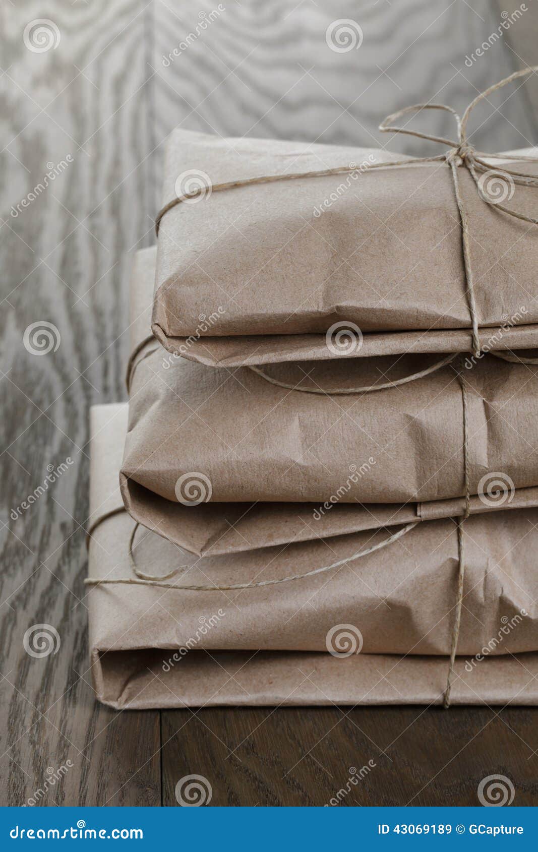 Vintage Style Parcels Wrapped with Rope Stock Image - Image of table ...