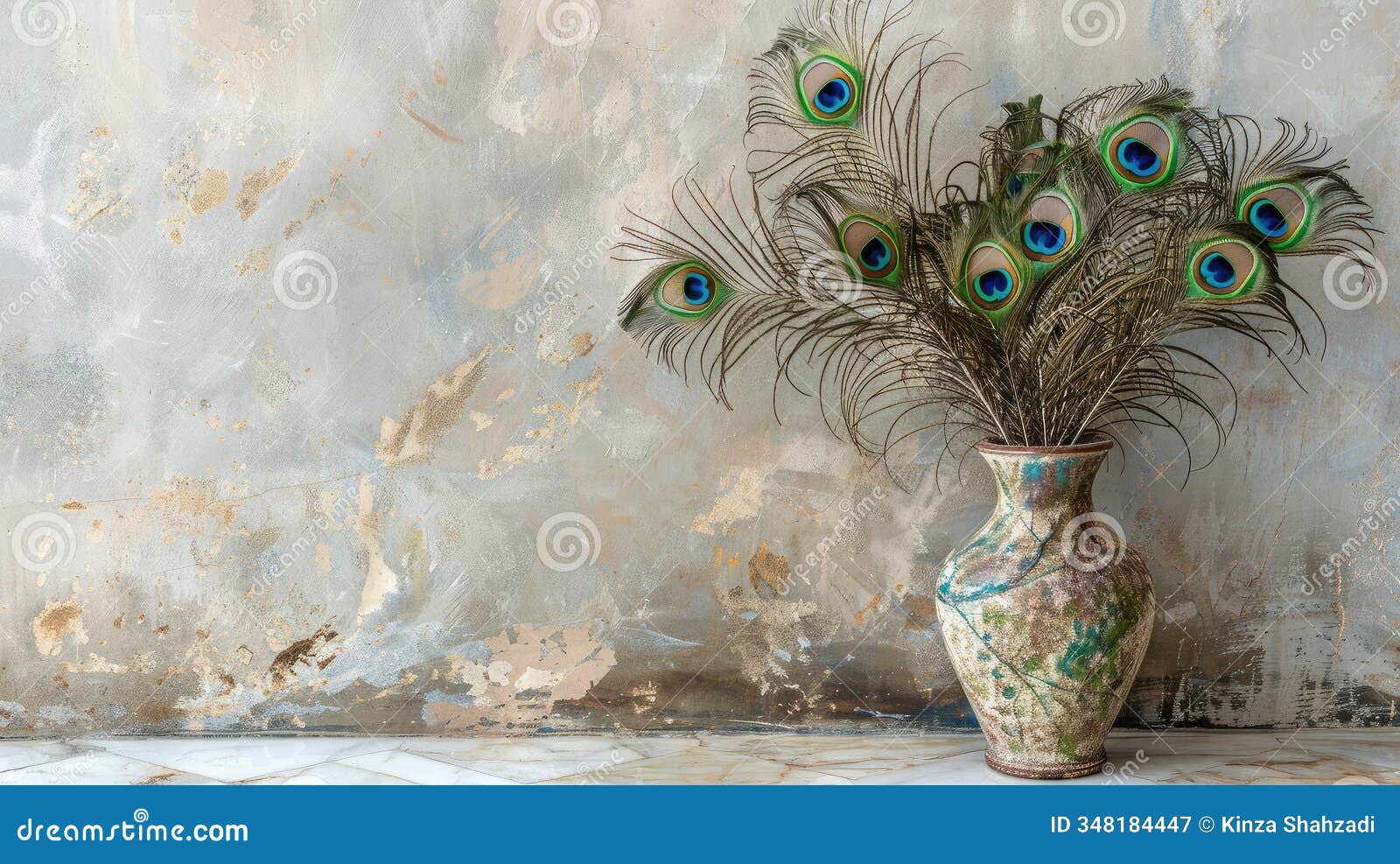 Vintage-Style Peacock Feather Display in an Ornate Decorative Frame on ...