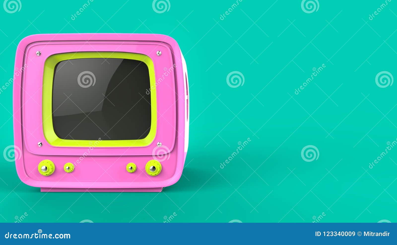Vintage Style Pink Television Set Stock Illustration - Illustration of ...