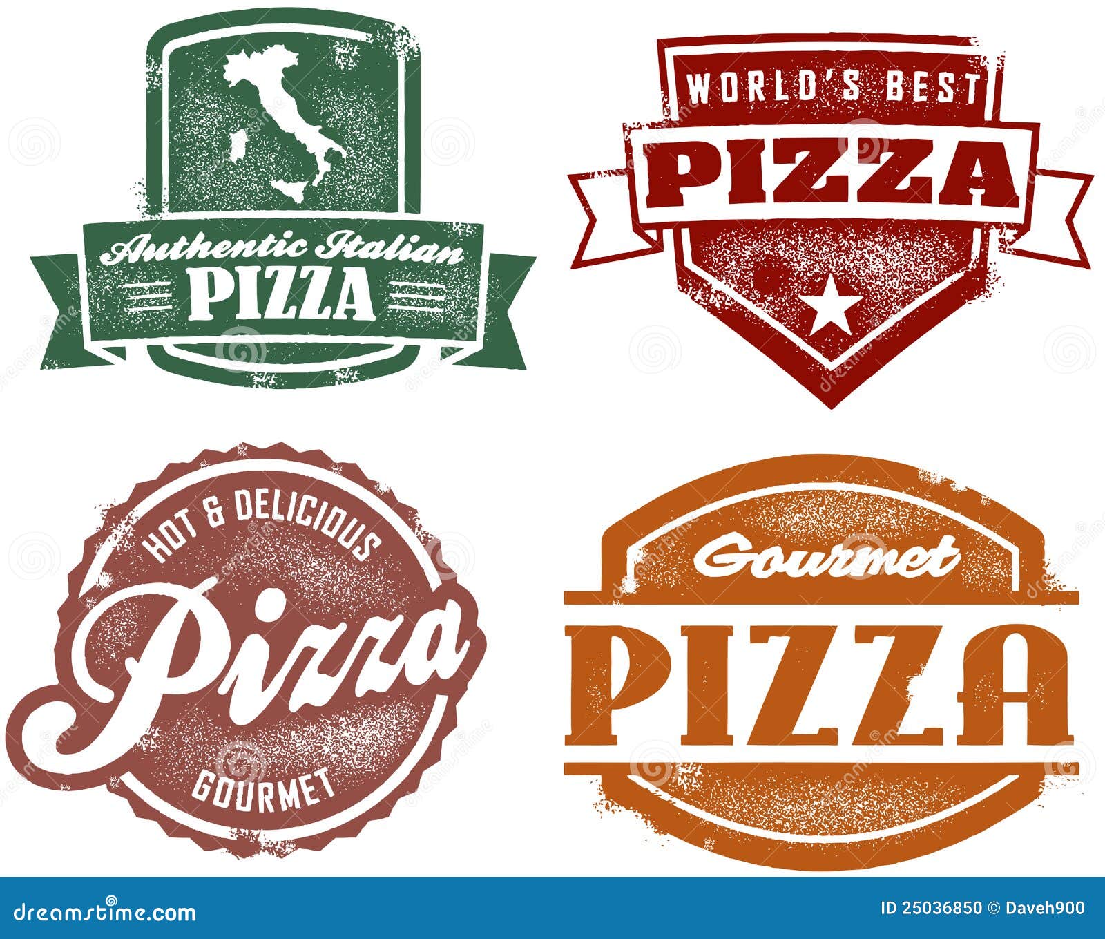 Vintage Style Pizza Stamps stock vector. Illustration of retro - 25036850