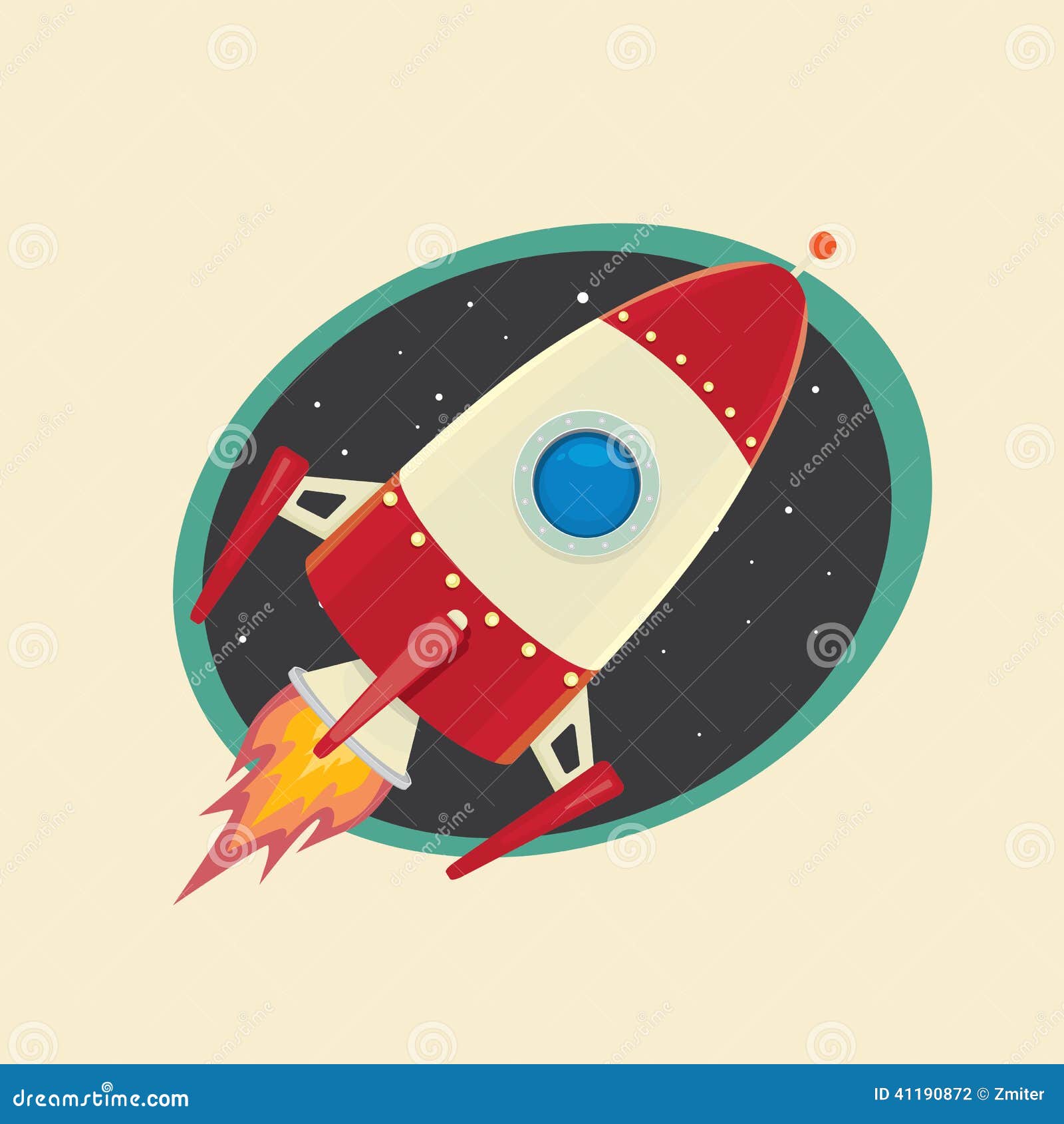 Vintage Style Retro Poster of Space Rocket Stock Vector - Illustration ...