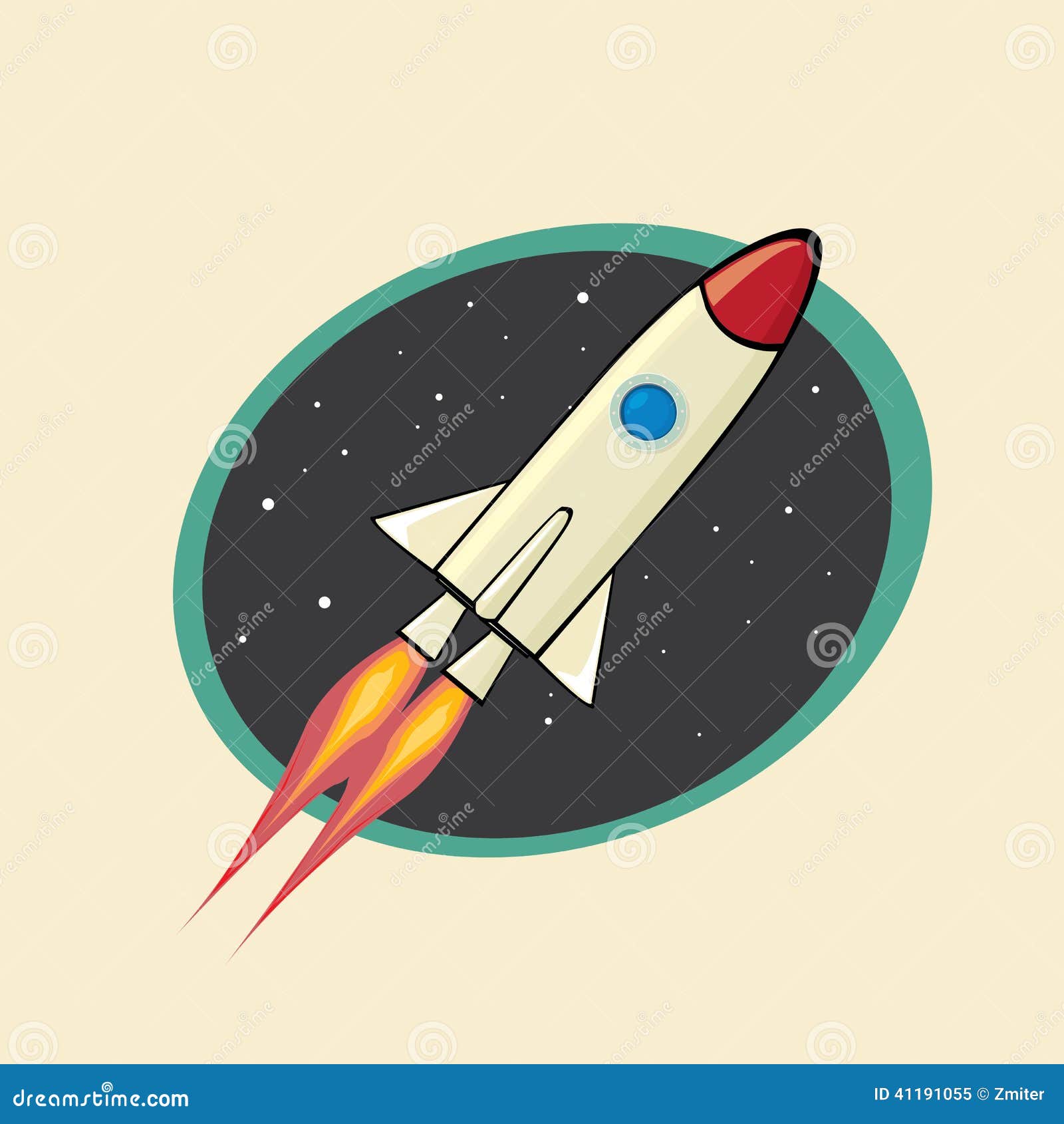 Vintage Style Retro Poster of Space Rocket Stock Vector - Illustration ...