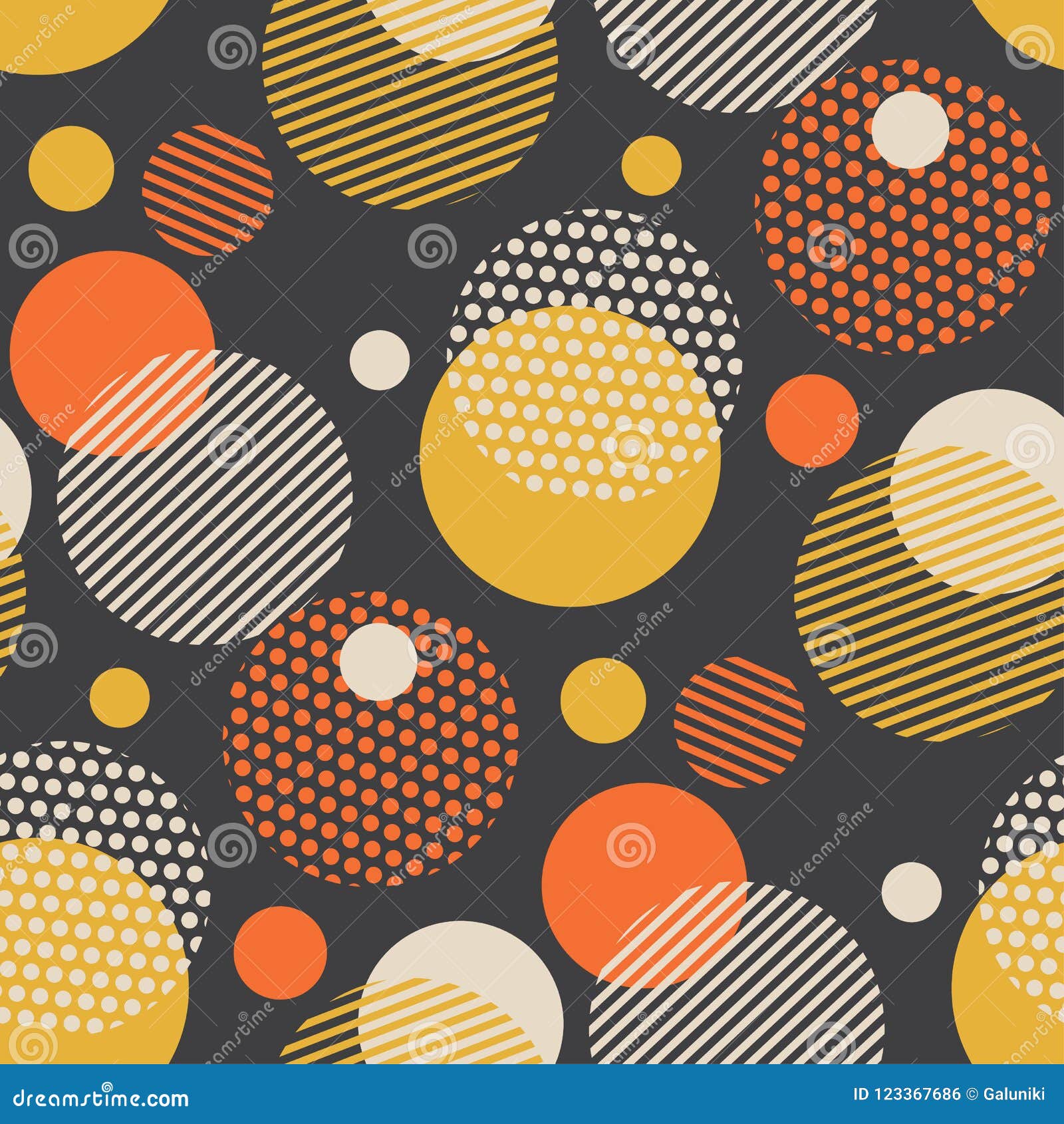 Vintage Style Scattered Circle Geometry Seamless Pattern. Stock Vector - Illustration of round ...