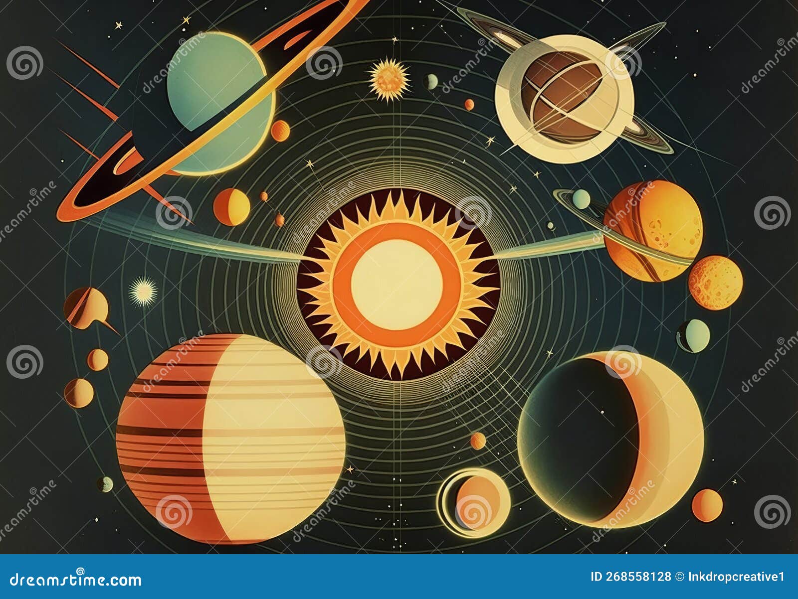 Vintage Planets And Stars Background Royalty-Free Stock Photography ...