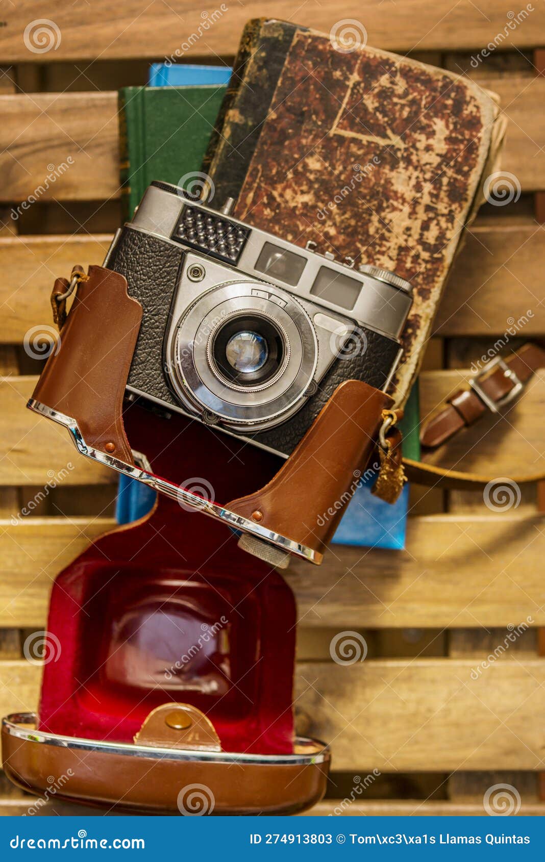 Vintage Style Still Life with Old Camera with Leather Stock Image ...