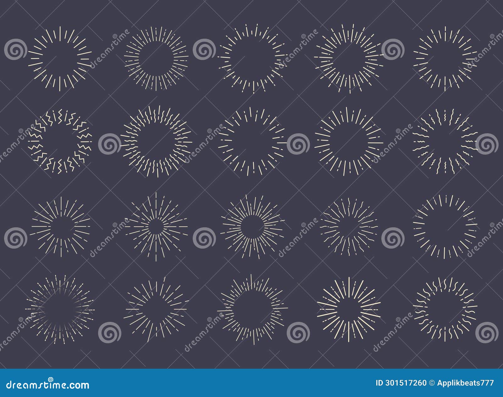 Vintage Style Sunburst Simple Lines of Diffused Light Stock Vector ...
