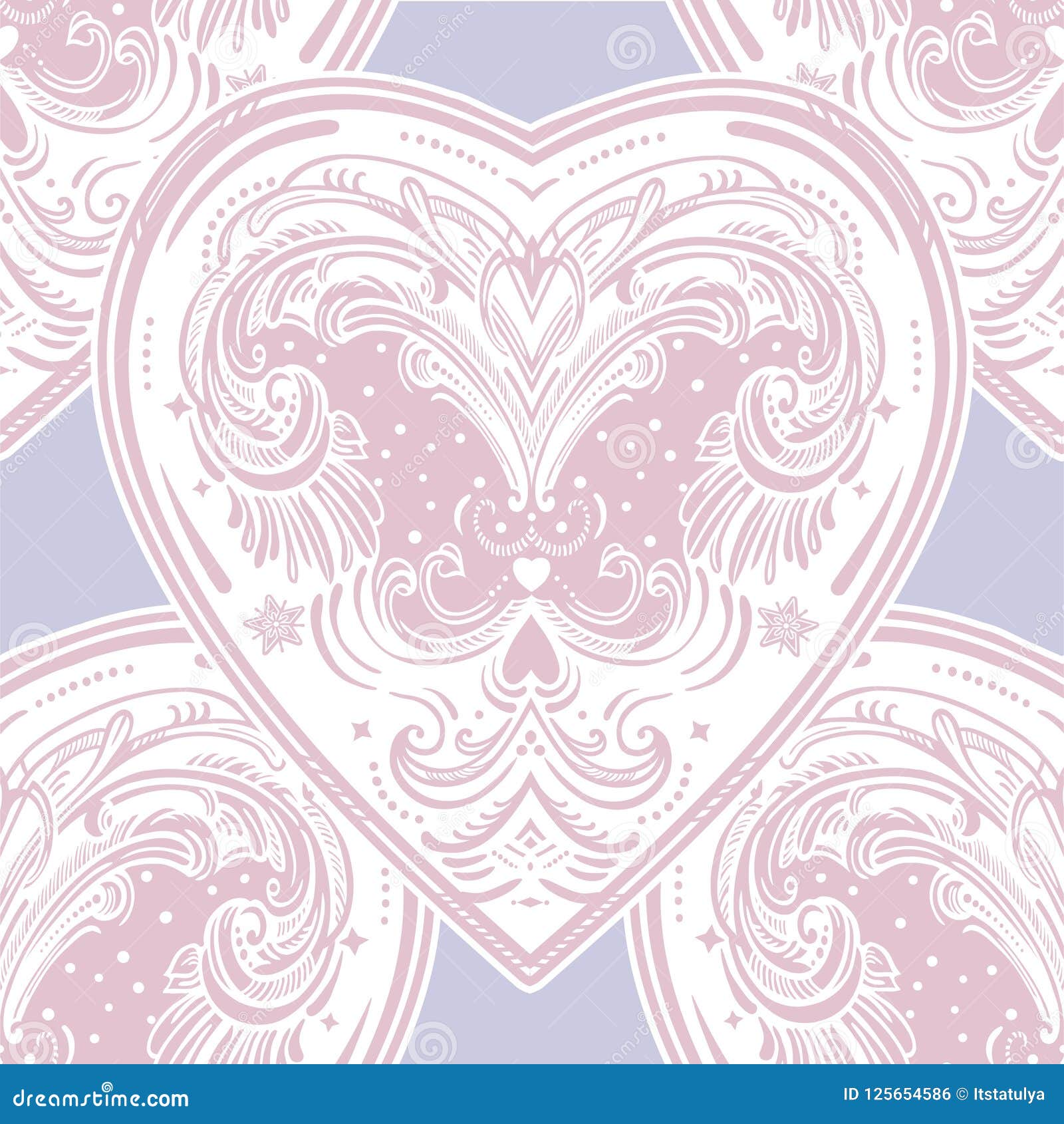 Vintage Style Vector Heart Seamless Pattern. Stock Vector ...