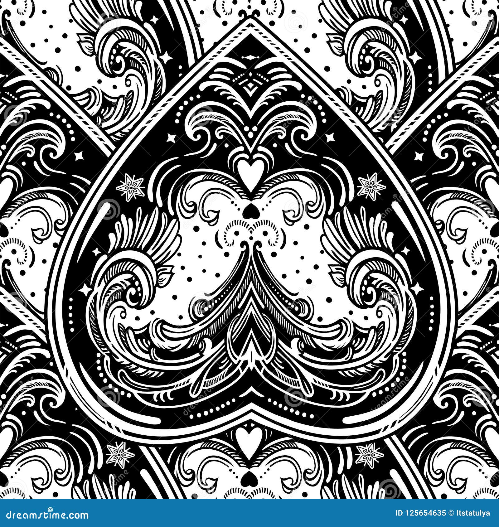 Vintage Style Vector Heart Seamless Pattern. Stock Vector ...