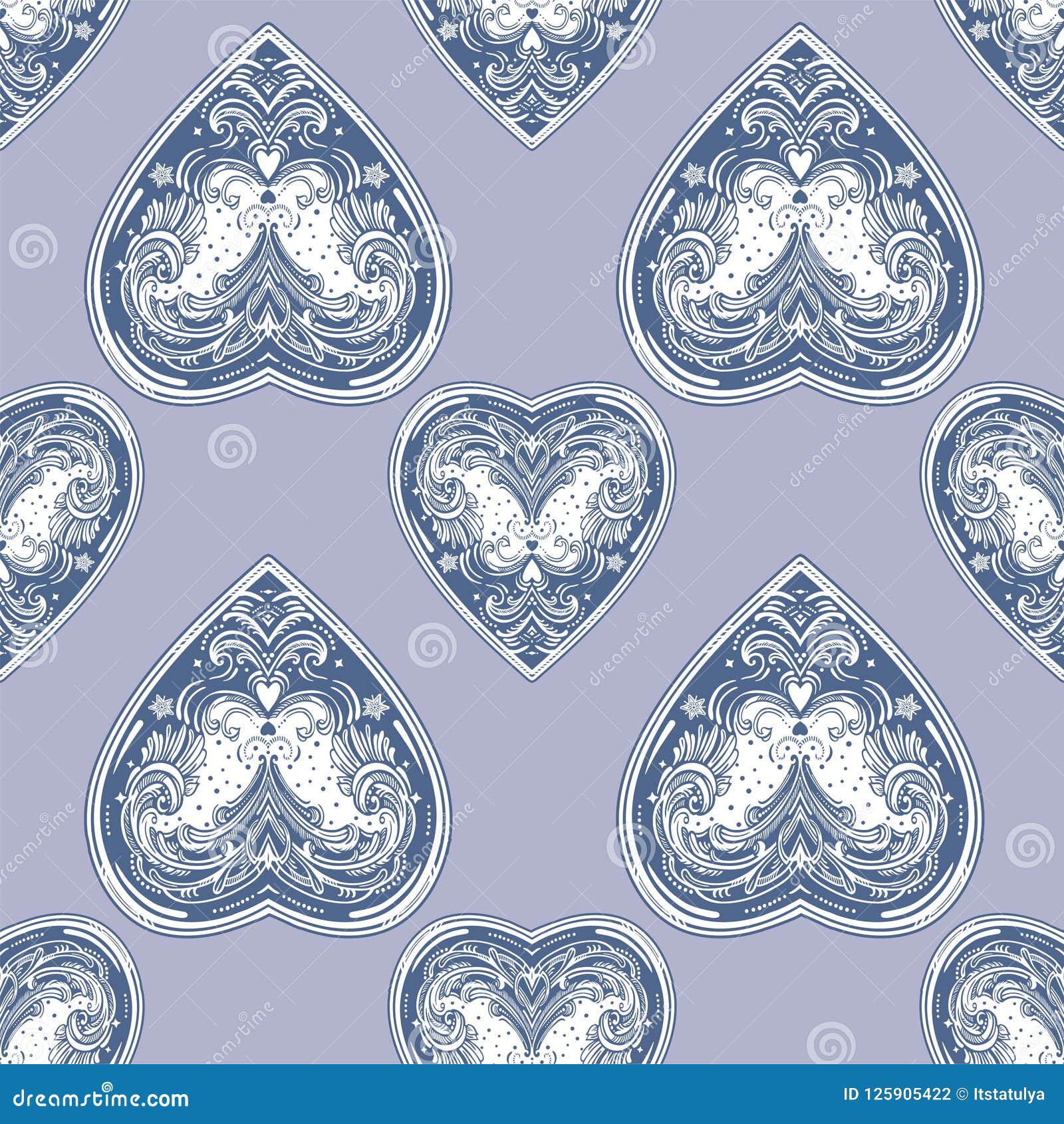 Vintage Style Vector Heart Seamless Pattern. Stock Vector ...