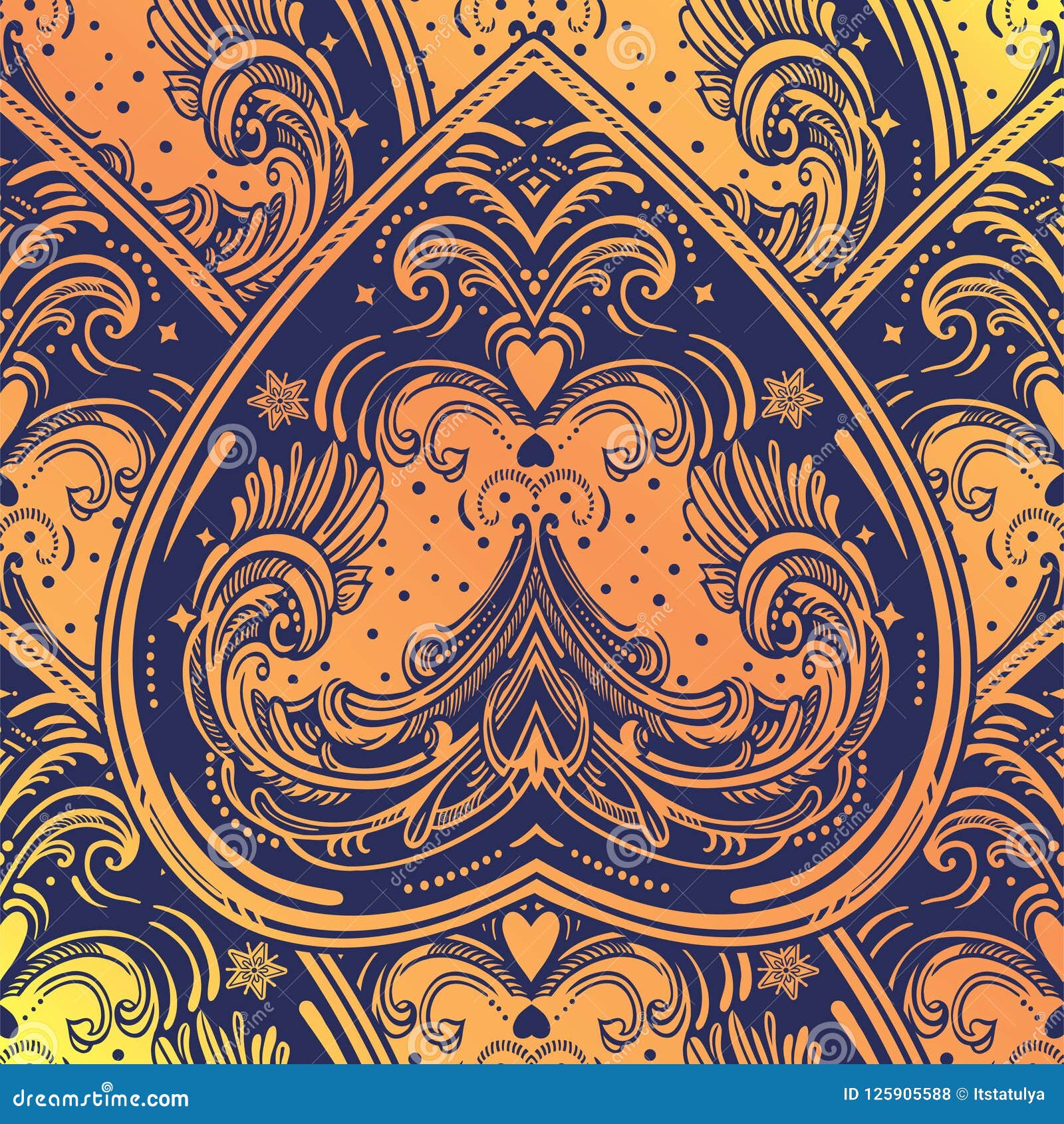 Vintage Style Vector Heart Seamless Pattern. Stock Vector ...