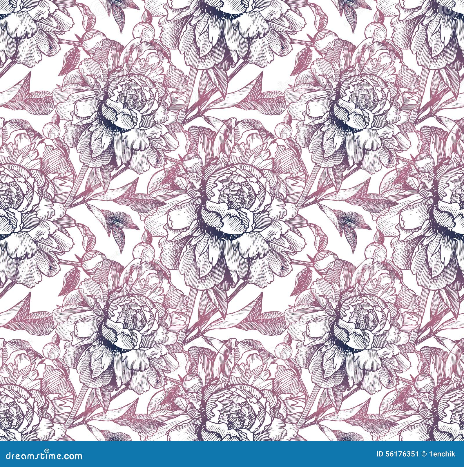 Vintage Style Vector Peony Seamless Pattern Stock Vector - Illustration ...