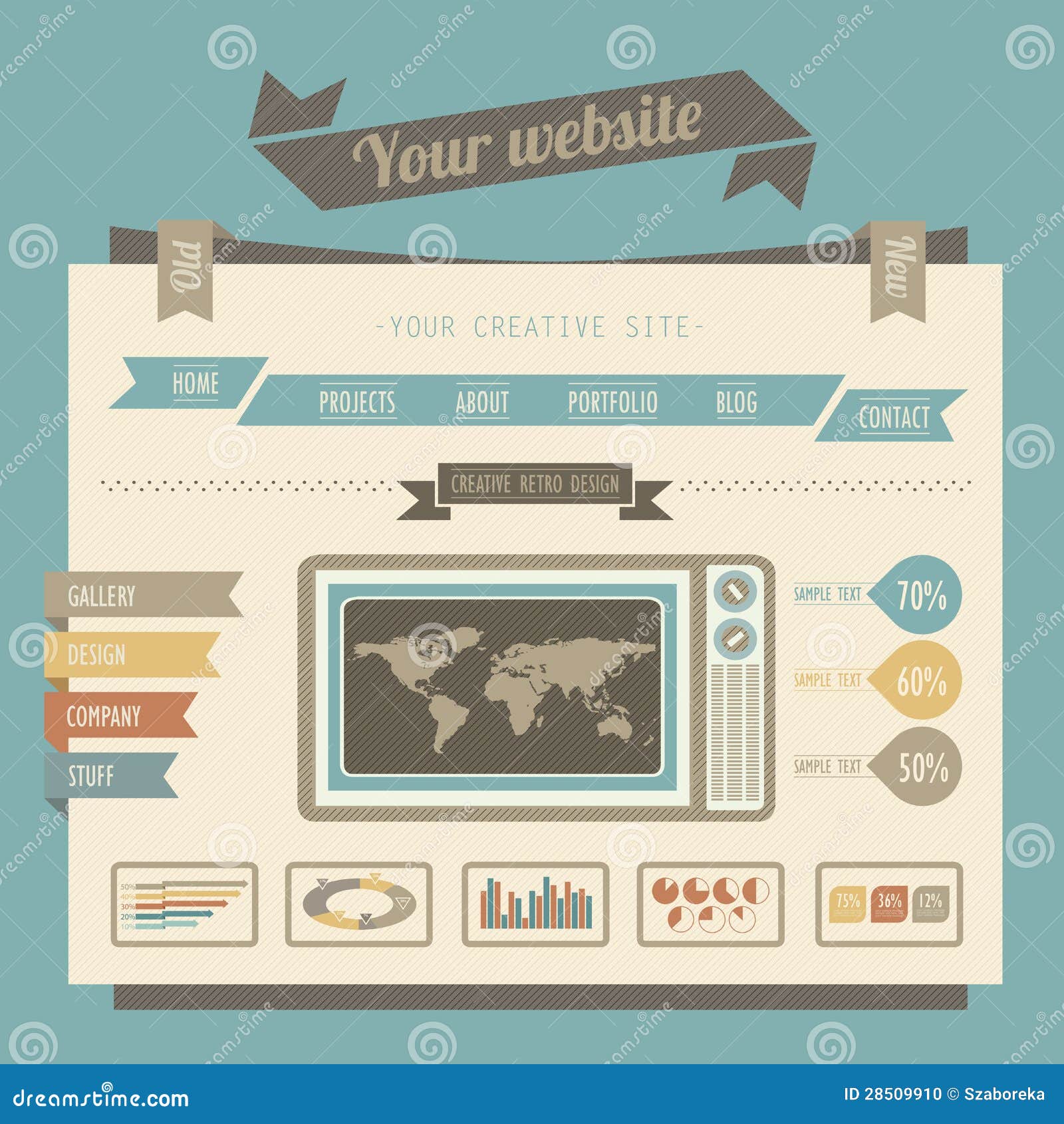 Vintage Style Website Templates Stock Vector - Illustration of graphic ...