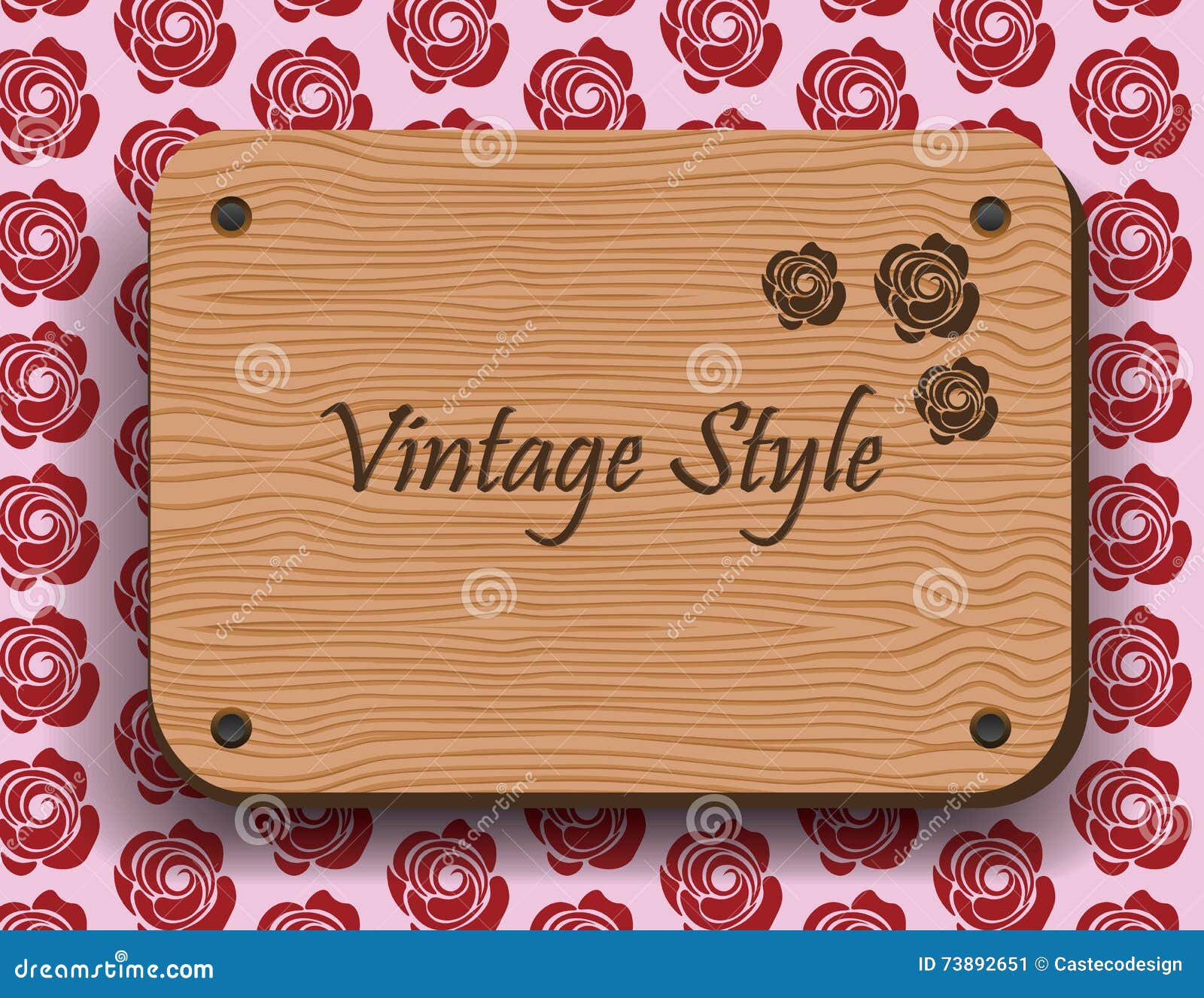 Vintage Style wooden board stock vector. Illustration of pink - 73892651