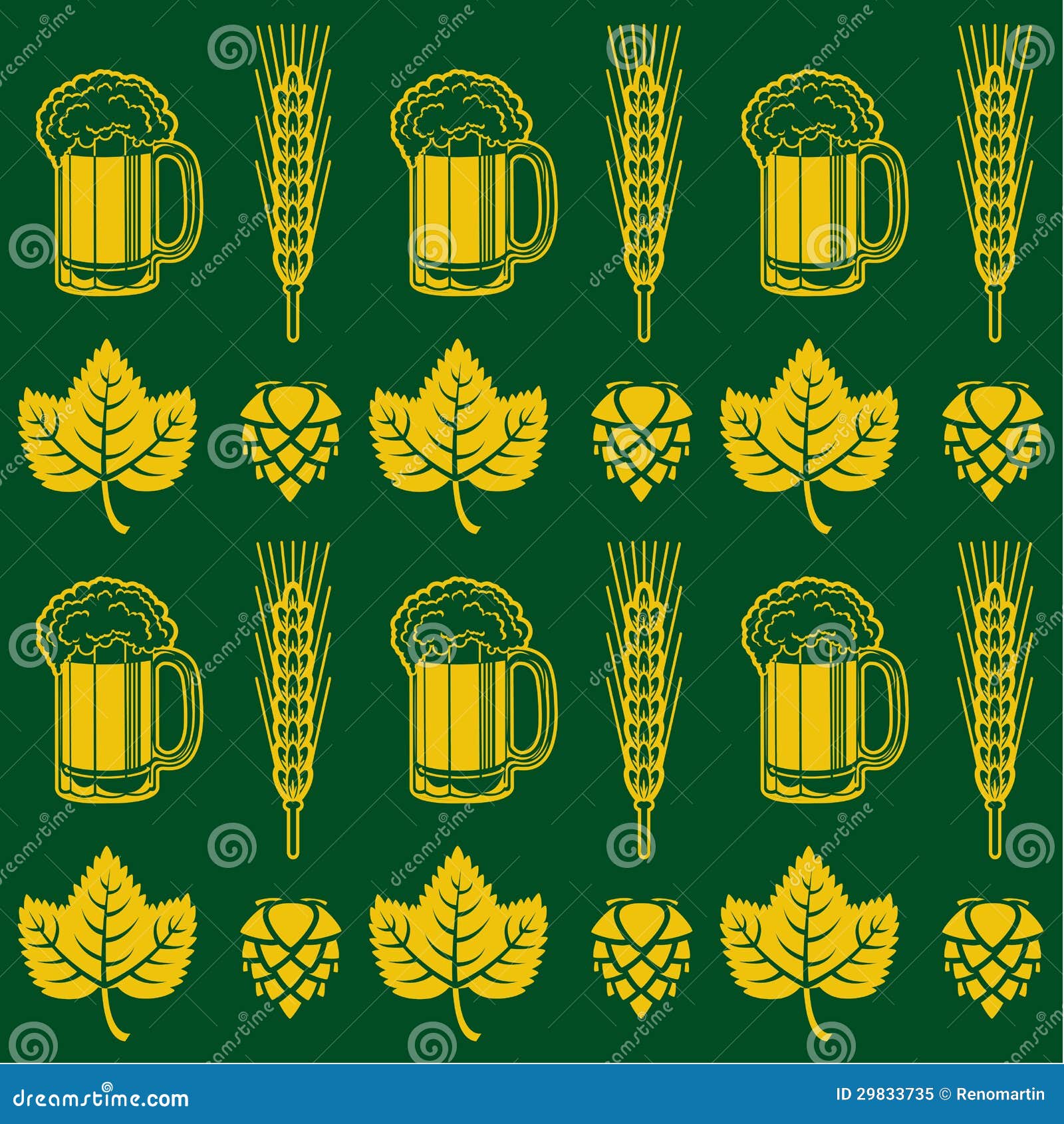 Beer Seamless Pattern stock vector. Illustration of harvest - 29833735