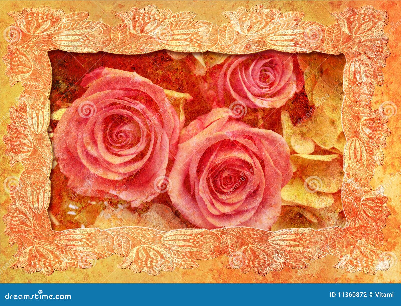 Vintage Styled Frame - Roses Stock Photo - Image of invitation ...