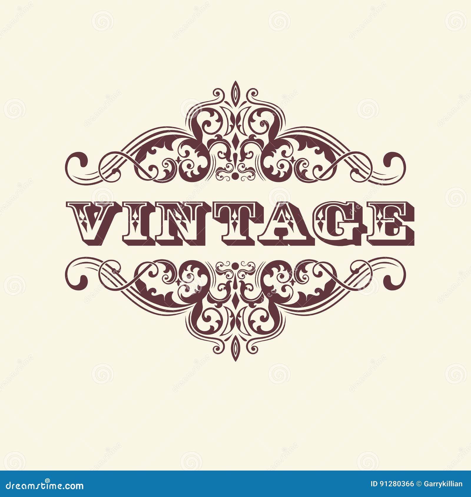 Vintage Styled Sign. with Floral Elements Stock Vector - Illustration ...