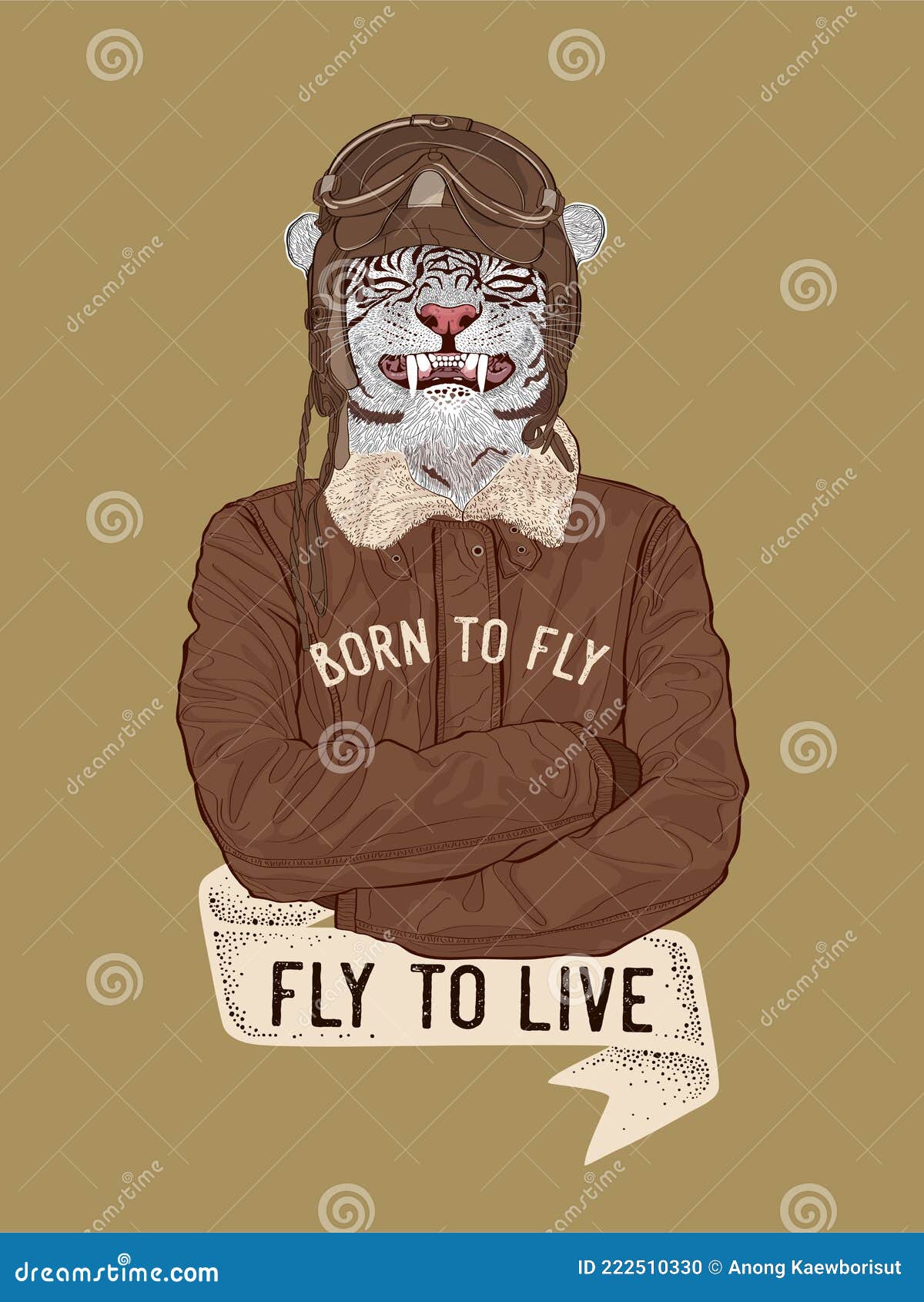 Vintage Styled Tiger Pilot stock vector. Illustration of culture ...