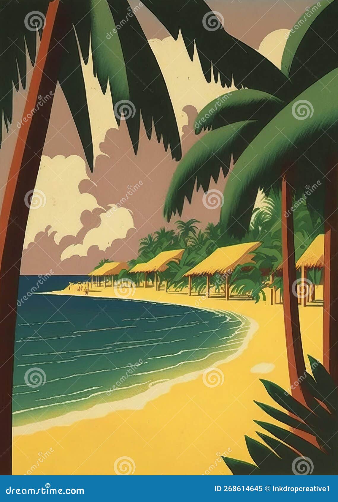 Vintage Styled Tropical Summer Beach Poster Design. Generative Ai Stock ...