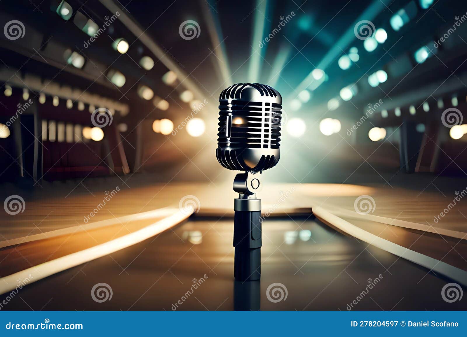 Vintage Stylish Microphone on the Background of the Auditorium ...