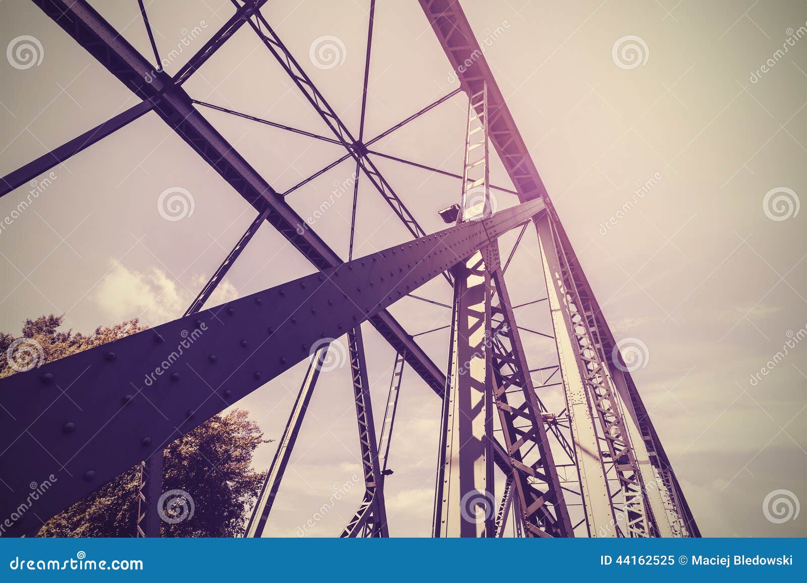 Vintage Stylized Photo of a Steel Bridge. Stock Image - Image of torun ...