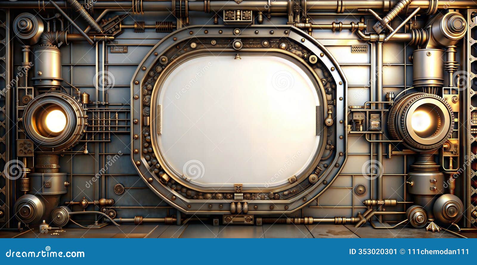 Submarine Window View. Porthole Round From Underwater Vector ...